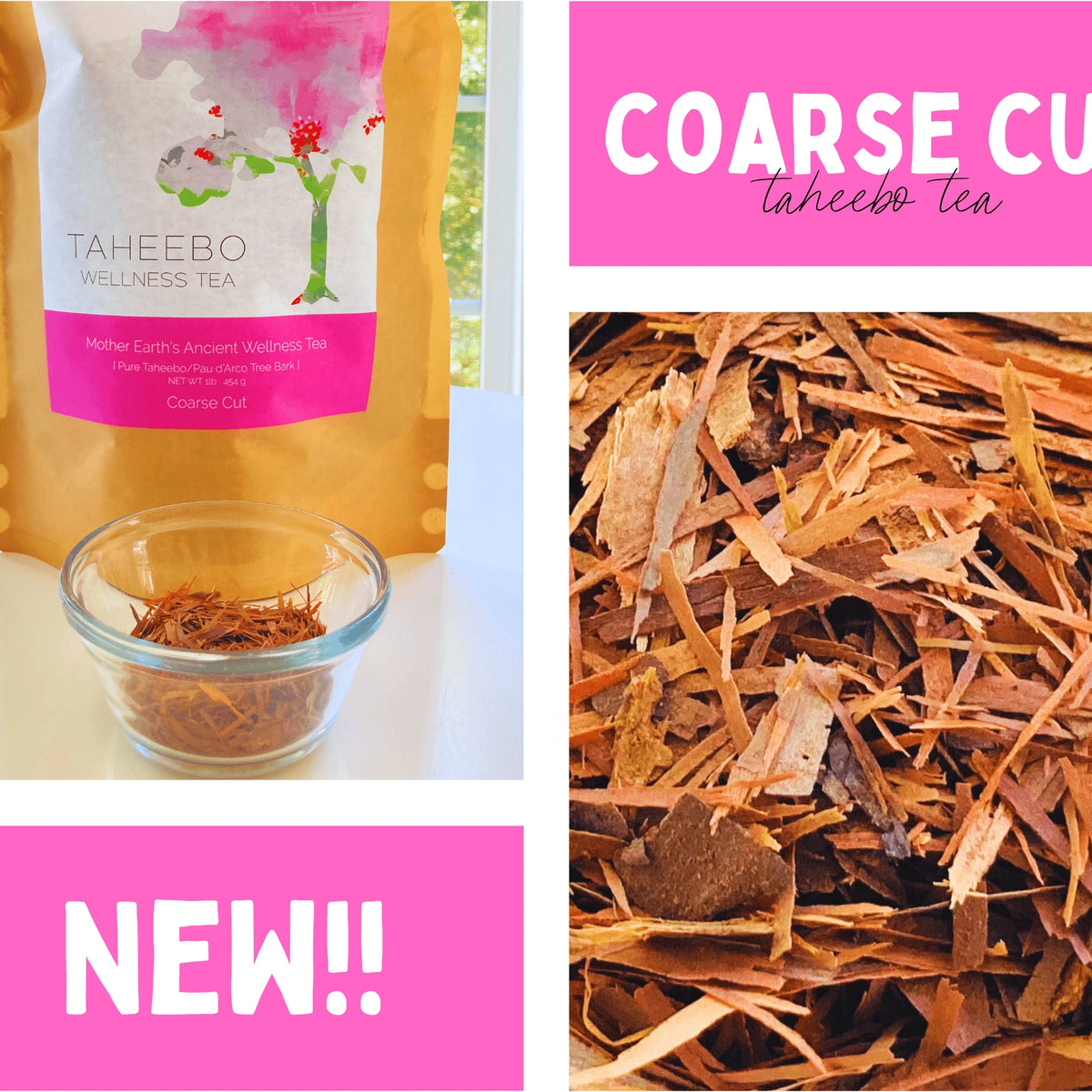 Taheebo Wellness Tea 1lb Pure Pau d'Arco from Brazil {Coarse Cut}